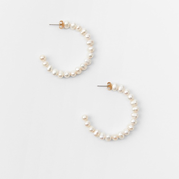 Zara | Jewelry | Zara Limite Edition Pearl Hoops You Cannot Miss | Poshmark